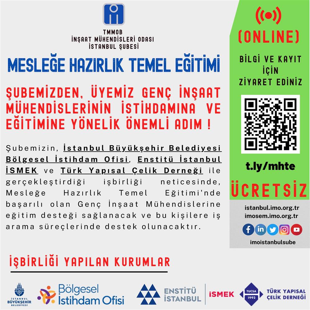 ŞUBEMİZDEN, ÜYEMİZ GENÇ İNŞAAT MÜHENDİSLERİNİN İSTİHDAMINA VE EĞİTİMİNE ...